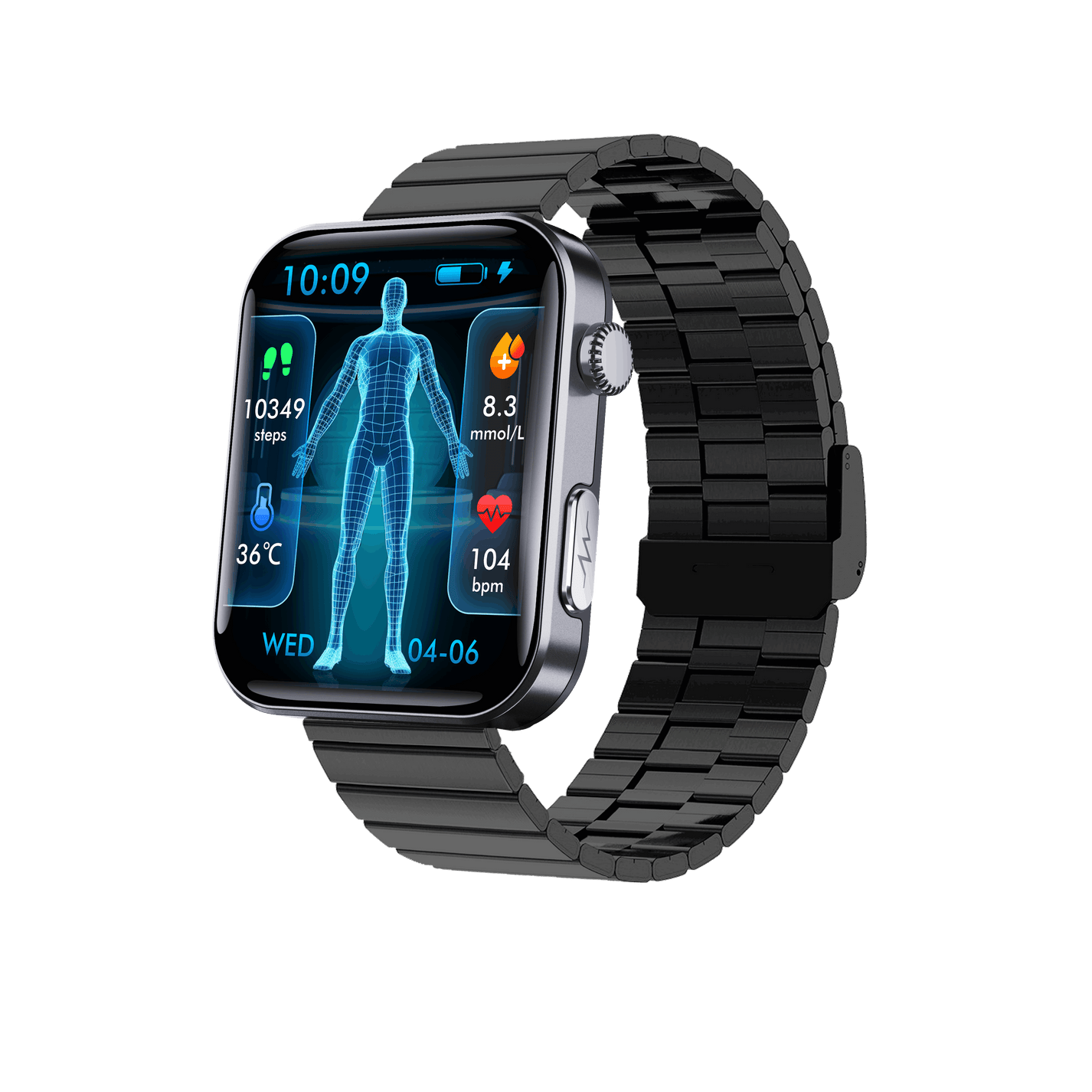 MOREPRO® PulseMax Blood Pressure & Blood Glucose Monitoring Smartwatch ...